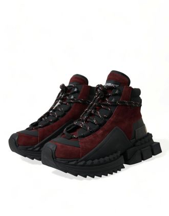 Dolce & Gabbana Burgundy Super King High Top Men Sneakers Shoes Leather