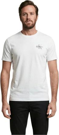 Calvin Klein Jeans Homme, Tops, Blanc, Taille: 2XL T-Shirt Imprim&eacute; en Coton &agrave; Manches Courtes et Col Rond