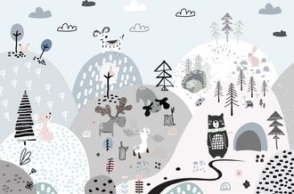 OEM Carta Da Parati Fotografica Per Bambini Con Animali In Montagna, Stile Scandinavo, Dwk325 300x200