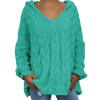 Generic Hauts dhiver de grande taille pour femmes, hauts à manches longues en coton pour femmes, chandails en tricot tendance, baggy basique, col en V, doux, 