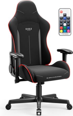 Diablo Gamer Stuhl X-Starter | Stoffbezug, Verstellbare Armlehnen, Kippmechanismus, Tragfähigkeit bis zu 136 kg | Schreibtischstuhl Gaming Stuhl Ergonomisch,