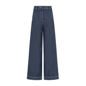 Giorgio Armani Weitgeschnittene Hose aus Stretch-Baumwolldenim - - Jeans - Damen - Blau - L
