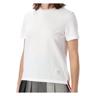 Thom Browne Femme, Tops, Blanc, Taille: 34 FR Classic Pique Stripe Tee