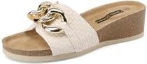 Queen Helena Sandales à bande compensée décontractées pour femme X32-202, beige, 39 EU