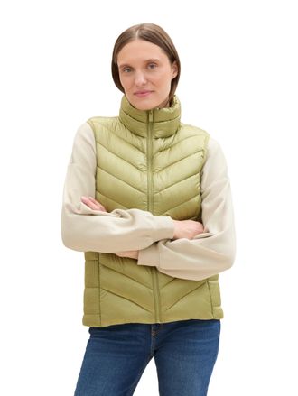 Tom Tailor Damen 1041486 Weste mit Stehkragen, 35768-Dark Sage, XXL