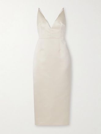 Emilia Wickstead Robe Midi Dos Ouvert En Satin Duchesse Vero - Ivoire