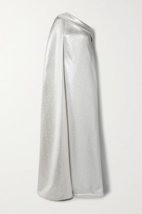 Reem Acra Asymmetrische Robe Aus Lam&eacute; Aus Einer Baumwollmischung - Silber