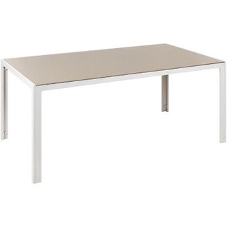 Beliani Beliani - Table de jardin rectangulaire 160 x 90 cm - Aluminium et verre tremp&eacute; - 6 places - R&eacute;sistante aux intemp&eacute;ries - Finition rev&ecirc;tue de poudre