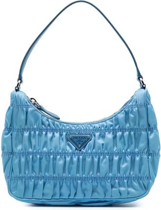 Prada Hobo Bags - Tessuto Gaufre Re Edition Shoulder Bag - Gr. unisize - in Blau - f&uuml;r Damen
