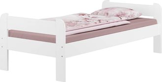 Erst-Holz Einzelbett 90x200 Kiefer Echtholz waschwei&szlig; mit w&auml;hlbarem Zubeh&ouml;r V-60.39-09Wohne Zubeh&ouml;r
