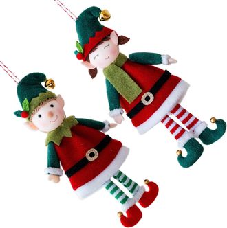 OSALADI 2 St&uuml;ck Weihnachts Elfen Pl&uuml;schfiguren Weiche Elfen Puppen mit Aufh&auml;nger Weihnachtsbaumschmuck Festliche Deko f&uuml;r Baum und Wand