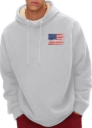 Generic Manteau à capuche en polaire pour homme - Printemps et automne hiver - Imprimé en 2D - Drapeau national rétro - Mode décontractée - Plus velours épais