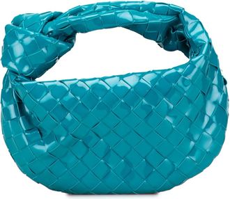 Bottega Veneta Hobo Bags - Mini Patent Intrecciato Jodie - Gr. unisize - in Blau - f&uuml;r Damen