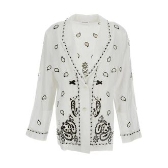 P.A.R.O.S.H. P.a.r.o.s.h., Femme, Blouses et Chemises, Multicolore, Taille: 38 FR Veste en lin brod&eacute;