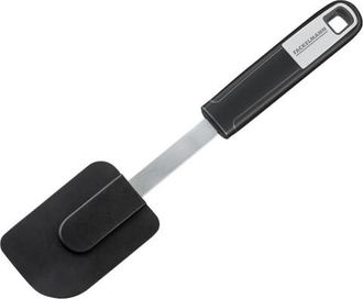 Fackelmann Teigschaber 26 cm Sense, praktischer Teigspatel für beschichtete Koch-, Backutensilien, mit rutschfestem Soft-Touch-Griff (Farbe: Silber/Schwarz), Men