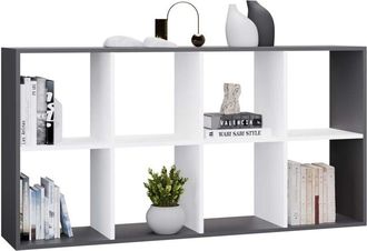 Topeshop Marion - Modulares Regal mit 8 F&auml;chern - B&uuml;cherregal mit 8 F&auml;chern - 147 x 30 x 75 cm - Anthrazit und Wei&szlig;