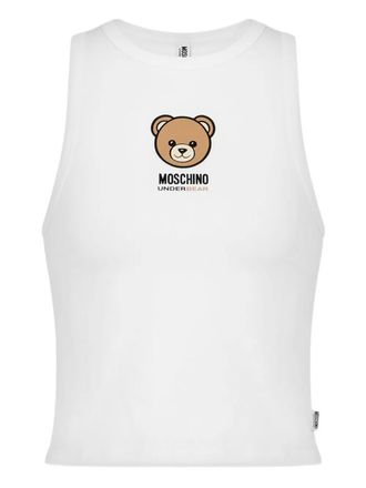 Moschino Moschino Teddy Bear Oberteil aus Baumwollstretch - Wei&szlig;