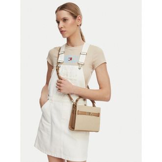 Tommy Hilfiger Handtasche Tommy Hilfiger Th Heritage Mini Satchel Canvas AW0AW17406 Beige