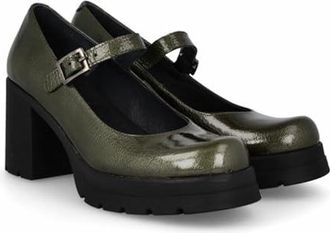 Lince Lince Merceditas Plateforme confortable | Semelle en caoutchouc | Semelle int&eacute;rieure en gel amovible | I41901 | Fabriqu&eacute; en Espagne, Cuir Rock Kaki, 3