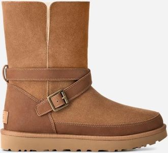 UGG Classic Short Bellina Belted Boot f&uuml;r Damen in Brown, Gr&ouml;&szlig;e Wildleder