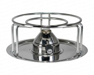 Kisag Rechaud CLASSIC SILVER &Oslash;19,5&times;10 cm mit Sicherheitsgasbrenner 1kW, St&ouml;vchen Edelstahl 18/10 f&uuml;r Fondue, Flamme stufenlos regulierbar, leicht zu reinige
