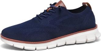 Generic Chaussures habillées décontractées pour homme - Respirantes et légères - En maille - Chaussures Oxford à lacets - Chaussures de marche daffaires, bleu