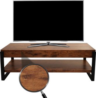 Mendler TV-Rack HWC-L53, Fernsehtisch Lowboard TV-Tisch, Metall 42x120x44cm - dunkle Wildeiche
