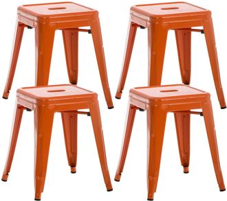 Clp 4er Set Sitzhocker Armin Aus Metall I Stapelbarer Hocker I Sitzhöhe Von 46 cm I Pflegeleichter Arbeitshocker, Farbe:orange