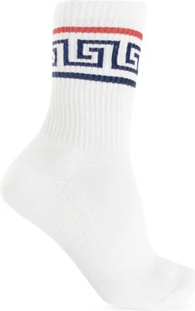 Versace Homme, Sous-v&ecirc;tements, Blanc, Taille: S Chaussettes en Coton avec Logo