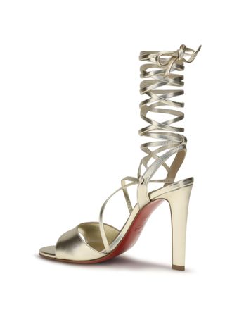 Christian Louboutin Womens Sandals Fanny Randa Platinum Platinum-Linen Lamb Leather Platinum/linen