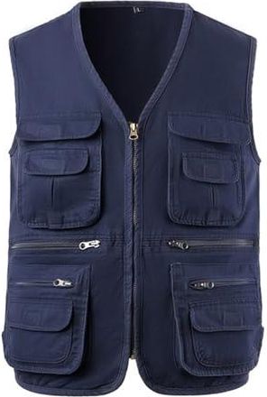 Generic Gilet dext&eacute;rieur d&eacute;contract&eacute; pour homme avec de nombreuses poches, gilet d&eacute;t&eacute; multifonction sans manches, en coton, convient pour la p&ecirc;che, le camping