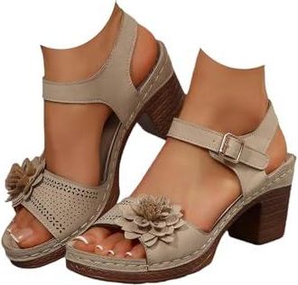Generic Sandales &agrave; talons bas larges, chaussures d&eacute;t&eacute; pour femme, sandales orthop&eacute;diques &agrave; talon bas pour femme, sandales orthop&eacute;diques pour femme, sandales &agrave;
