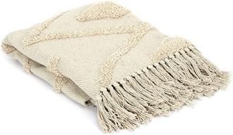 The Home Deco Factory TX9134 - Plaid Ethnique Relief Losange Ecru 120x150cm