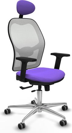 Piqueras y Crespo Schreibtischstuhl in Wei&szlig; und Lila mit 2D-Armen, h&ouml;henverstellbarer Lendenwirbelst&uuml;tze und festem Kopfteil, ausgestattet mit Syncro/Traslack und injiz