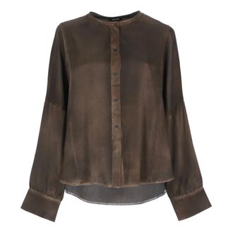 Avant Toi Femme, Blouses et Chemises, Brun, Taille: 36 FR Chemise Mandarine en Soie