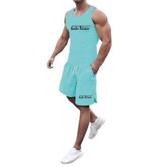 Generic Ensemble court de jogging 2 pi&egrave;ces pour homme - Pantalon + t-shirt - Baggy - Tenue de loisirs - Combinaison d&eacute;t&eacute; d&eacute;contract&eacute;e - 2 pi&egrave;ces - Respirant -