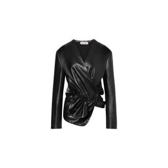 Alberta Ferretti Femme, Vestes, Noir, Taille: 42 FR Leather Vestes