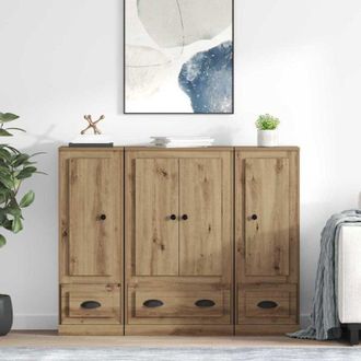 vidaXL vidaXL Haut Armoire 3 pcs Ch&ecirc;ne artisanal Bois ding&eacute;nierie