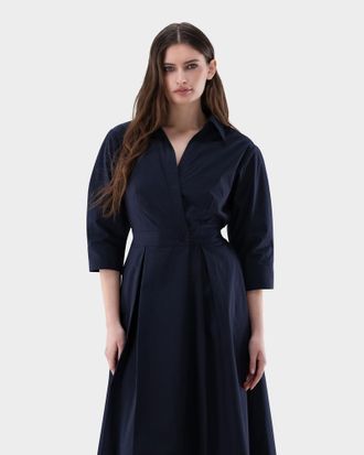 van Laack Midi-Hemdblusenkleid mit Falten