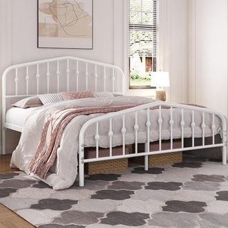 Yaheetech Bettrahmen 160 x 200 cm, Vintage Metallbett mit kronenf&ouml;rmigem Kopfteil, Stabiles Bettgestell Doppelbett aus Metall, Robust & Leichte Montage G&auml;stebet