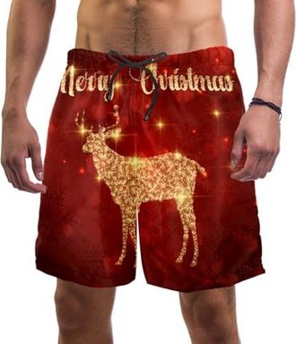 Coosun Short de planche de plage pour homme Renne de No&euml;l S&eacute;chage rapide Natation S, XL