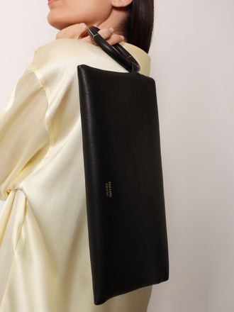 Tom Ford Womens Leather Clutch Bag With Logo Black