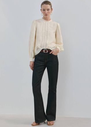 Mango Blouse en coton broderie florale &eacute;cru - Femme - S - MANGO