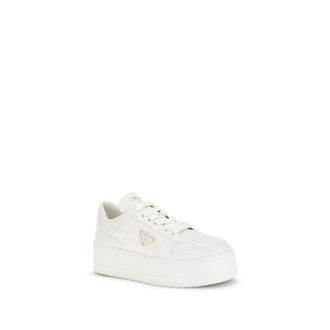 Prada Womens White Calf Leather Bos Taurus Platform Sneakers