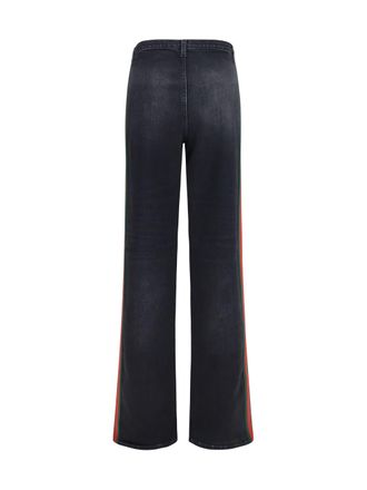 Gucci Womens Stretch Cotton Jeans With Web Stripe Black Cotton; Elastane