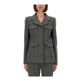 Alexander McQueen Wollmischung Military Jacke - - Jackets - Damen - Grau - M