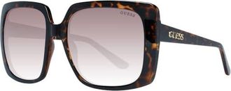 Guess Guess Factory Lunettes de soleil carrées en plastique avec logo strass, La Havane Foncée, Taille unique