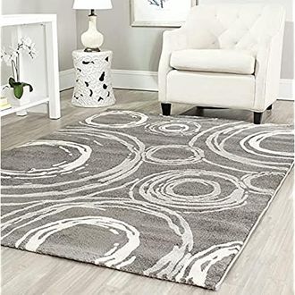 Safavieh Tapis Moderne Pour Salon, Salle à manger, Chambre à coucher - Porcello Collection, Tapis à poil court, Gris foncé, 160 X 231 cm