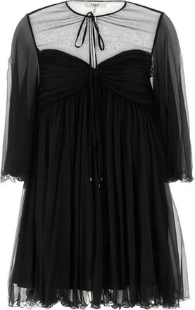 Chlo&eacute; Femme, Robes, Noir, Taille: 36 FR Silk Mini Dress