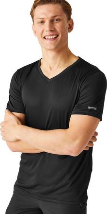 Regatta Herren-T-Shirt mit V-Ausschnitt, kurz&auml;rmelig, Schwarz, XXL